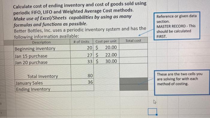 Solved Calculate cost of ending inventory and cost of goods | Chegg.com