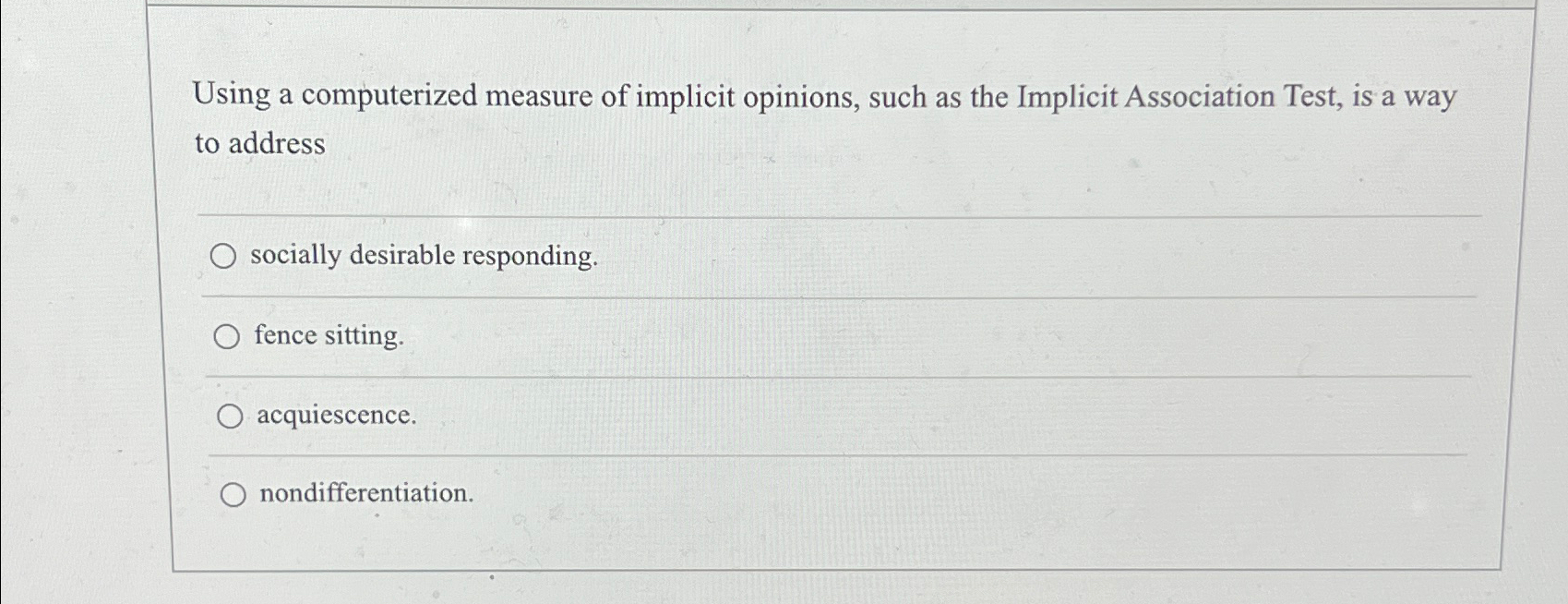 Solved Using a computerized measure of implicit opinions, | Chegg.com Solved Using a computerized measure of implicit opinions, | Chegg.com