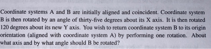Solved Coordinate systems A and B are initially aligned and | Chegg.com