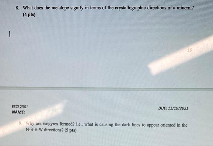 Solved 8. What does the melatope signify in terms of the | Chegg.com
