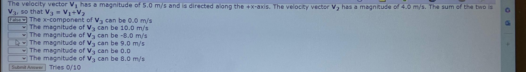 Solved The velocity vector v_(1) has a magnitude of | Chegg.com