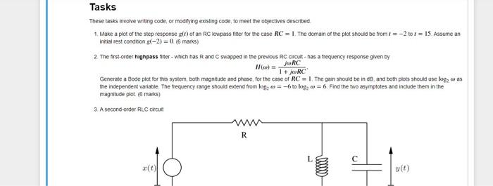 Solved Tasks These tasks invotve witing code, or moditying | Chegg.com