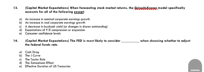 Solved 13 Capital Market Expectations When Forecasting