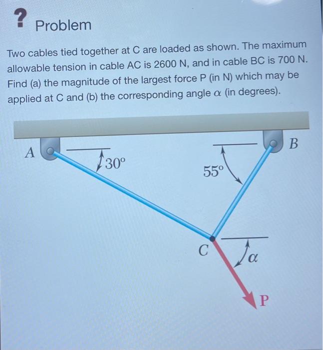 Solved Two cables tied together at C are loaded as shown. | Chegg.com