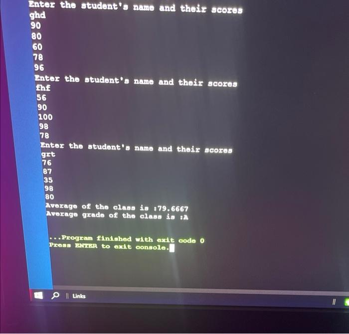 Solved ter the student's name and their scores 0 0 8 6 inter | Chegg.com