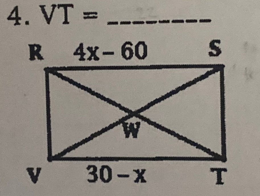 Solved Given Rectangle RSTV, ﻿find the following:VT=?______ | Chegg.com