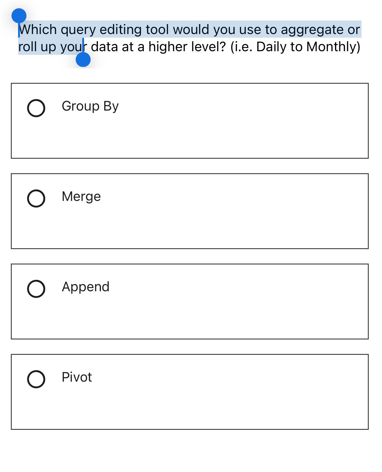 Solved Which Query Editing Tool Would You Use To Aggregate 