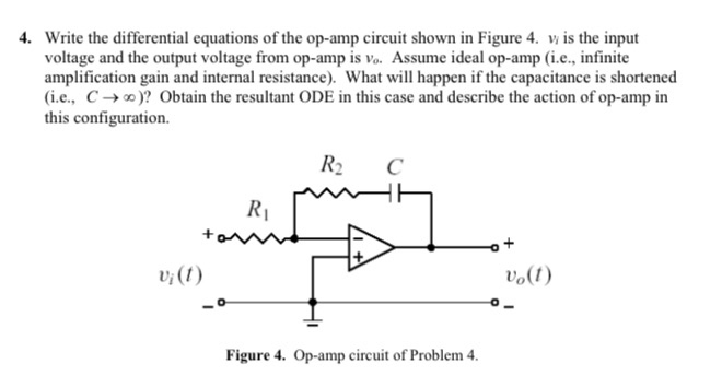 Solved 4. Write the differential equations of the op-amp | Chegg.com