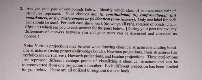 Solved 2. Analyze each pair of compounds below. Identify | Chegg.com