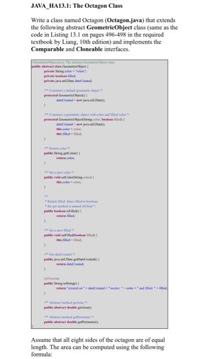 Solved Java Ha13 1 The Octagon Class Write A Class Named