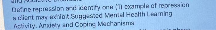 Solved Define repression and identify one (1) example of | Chegg.com