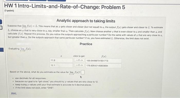 Solved Analytic approach to taking limits Suppose that | Chegg.com