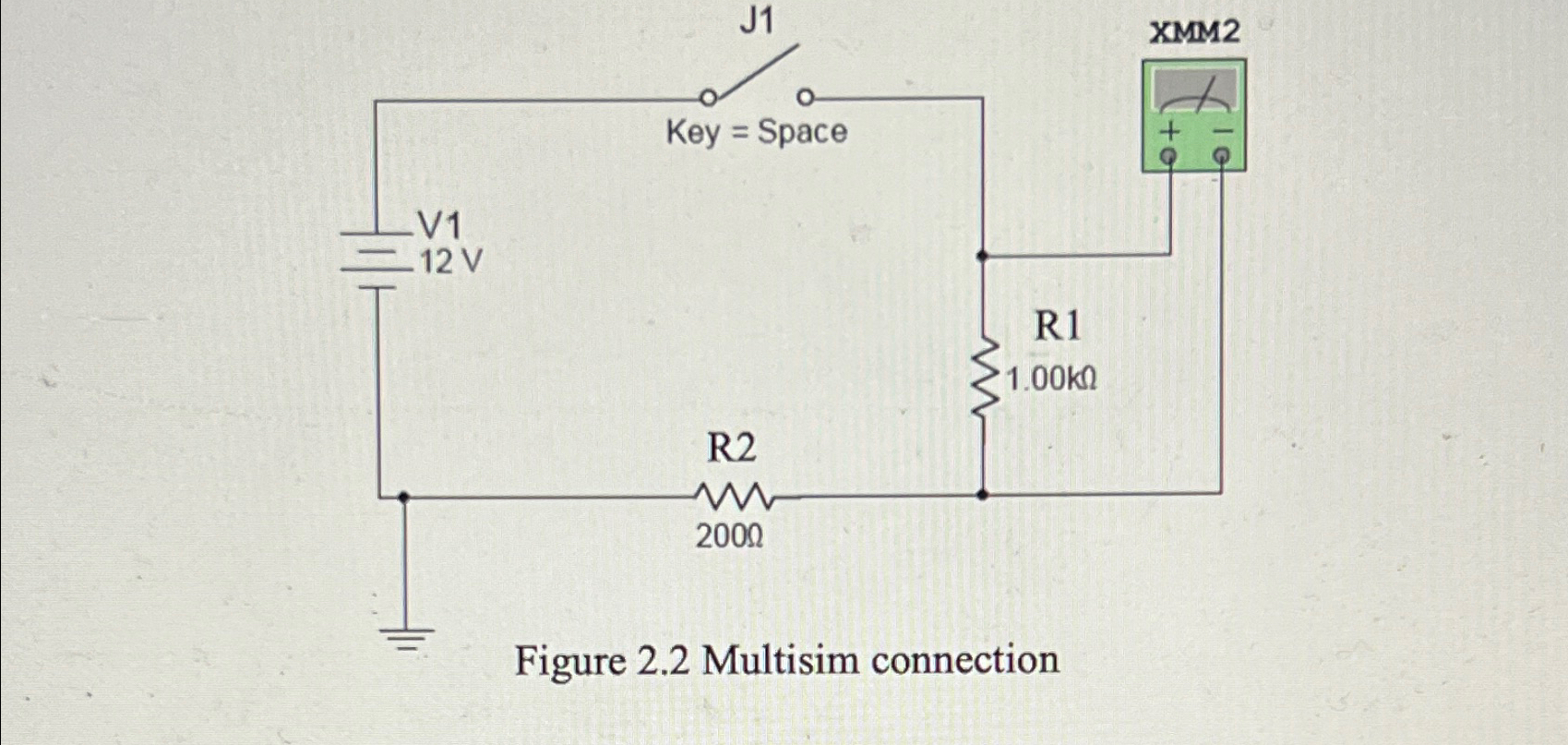Solved Figure 2.2 ﻿Multisim connectioncreate circuit on | Chegg.com