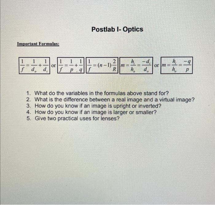 Solved f1=do1+di1 or f1=p1+q1f1=(n−1)R2m=hohi=do−di or | Chegg.com