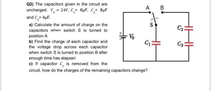 Solved Q2) The capacitors given in the circuit are | Chegg.com