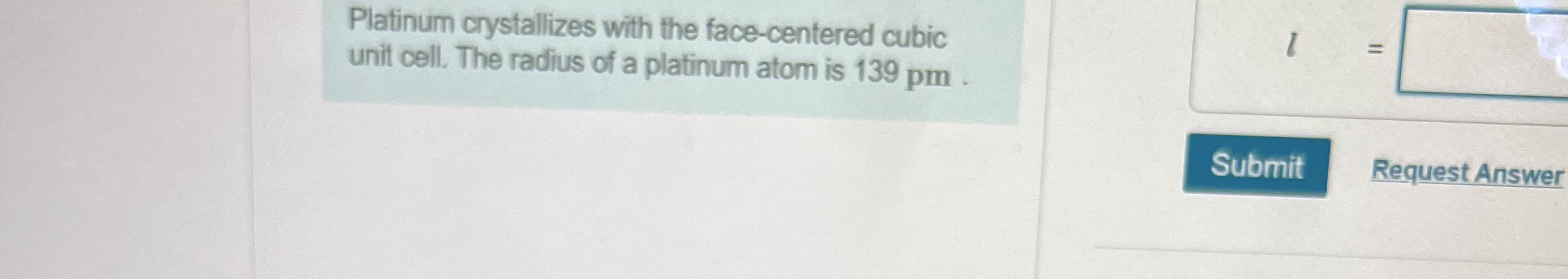 Solved Platinum crystallizes with the face-centered | Chegg.com