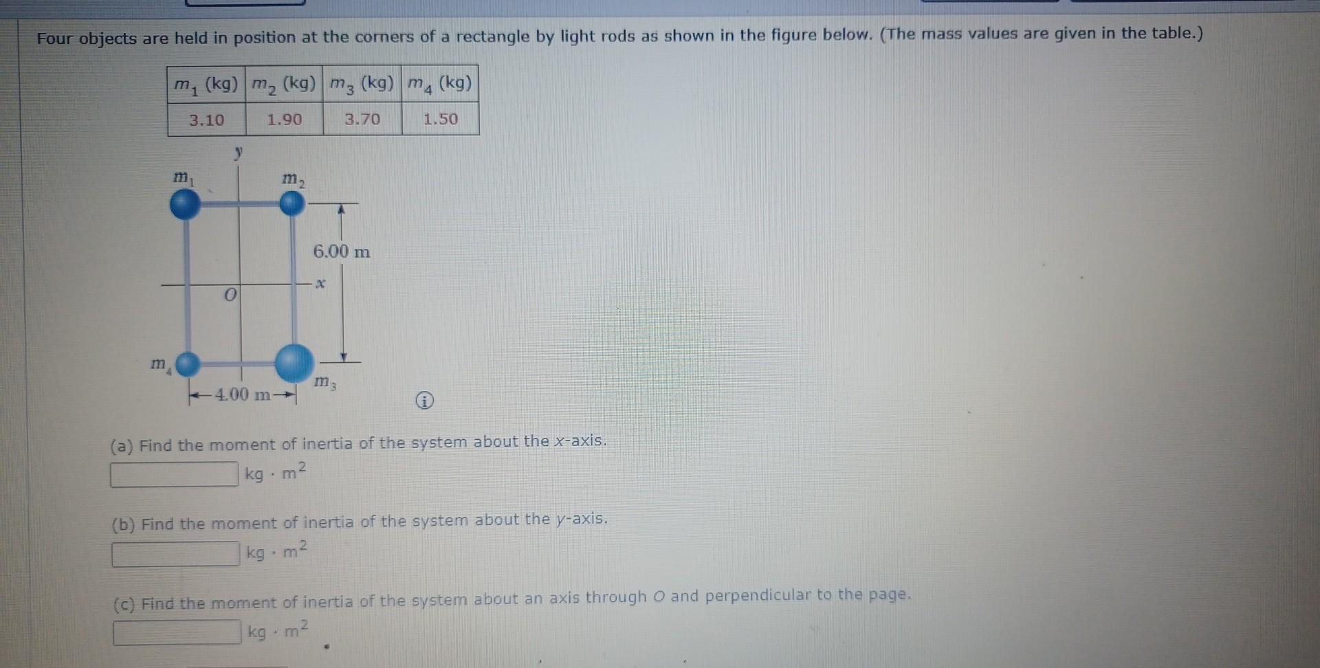 Solved Four objects are held in position at the corners of a | Chegg.com