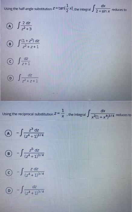Solved Using the half-angle substitution 2=tan(2x) , the | Chegg.com
