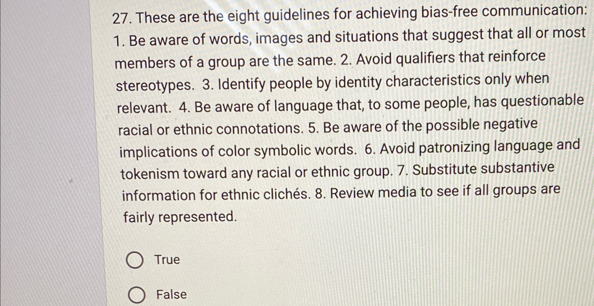 Solved These are the eight guidelines for achieving | Chegg.com