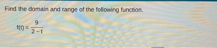 Solved Find The Domain And Range Of The Following Function 6190