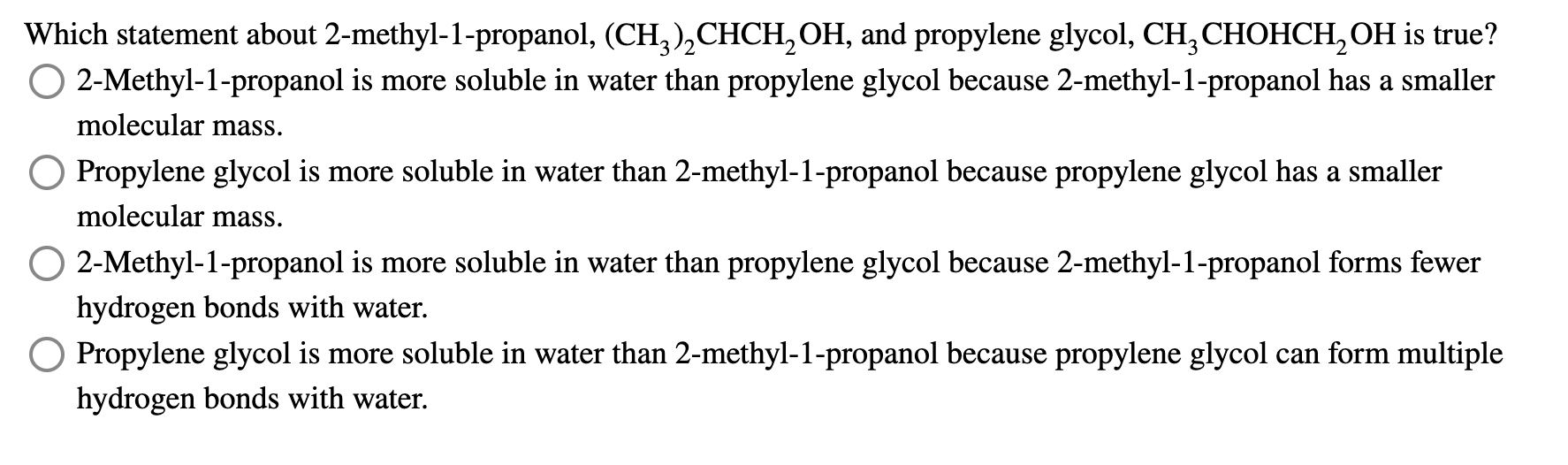 Solved Which statement about 2-methyl-1-propanol, | Chegg.com