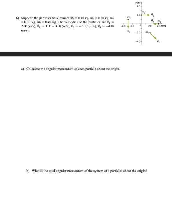 Solved 6) Suppose the particles have masses m1=0.10 | Chegg.com