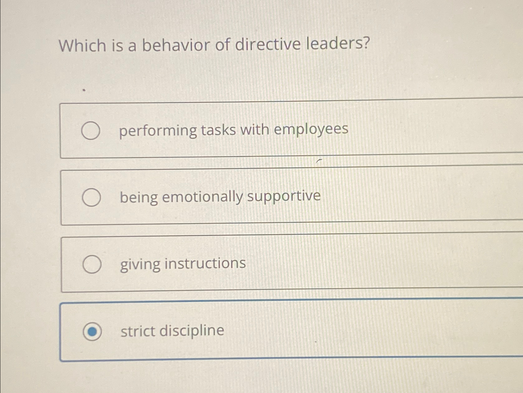Solved Which is a behavior of directive leaders?performing | Chegg.com
