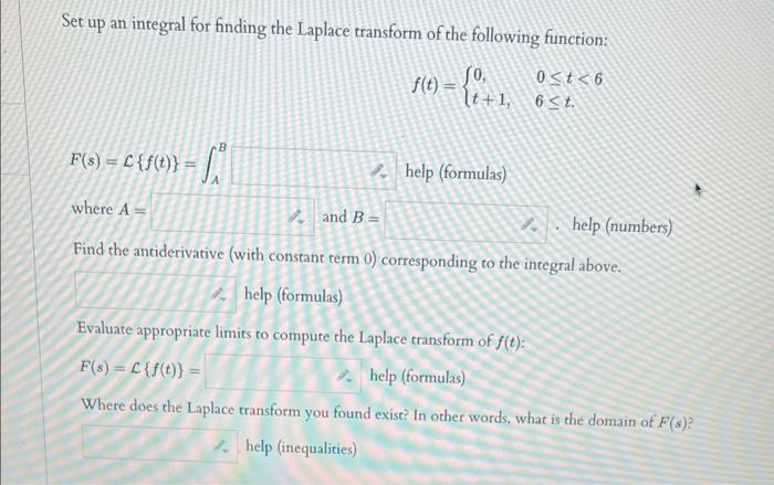 Solved Set up an integral for finding the Laplace transform | Chegg.com