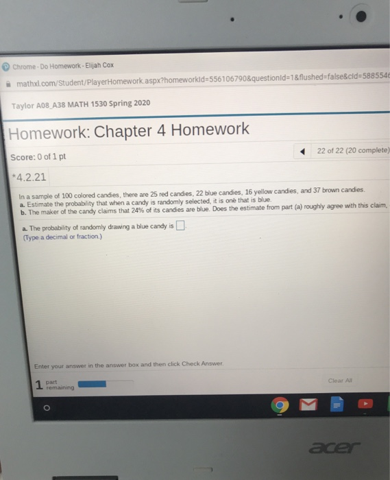 Solved Chrome-Do Homework - Elijah Cox | Chegg.com