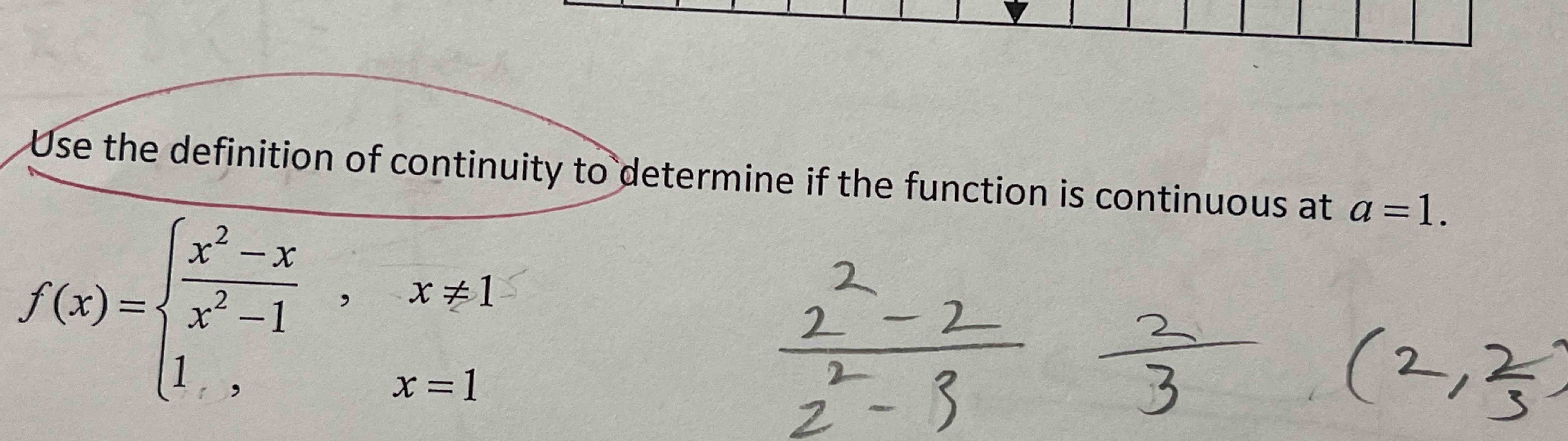 Solved Use the definition of continuity to determine if the | Chegg.com