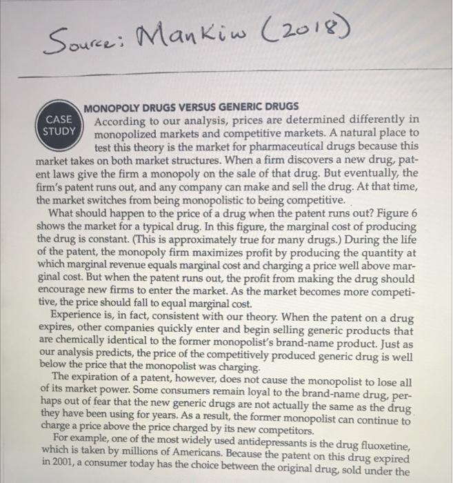 Solved "MONOPOLY DRUGS VERSUS GENERIC DRUGS" CASE STUDY | Chegg.com