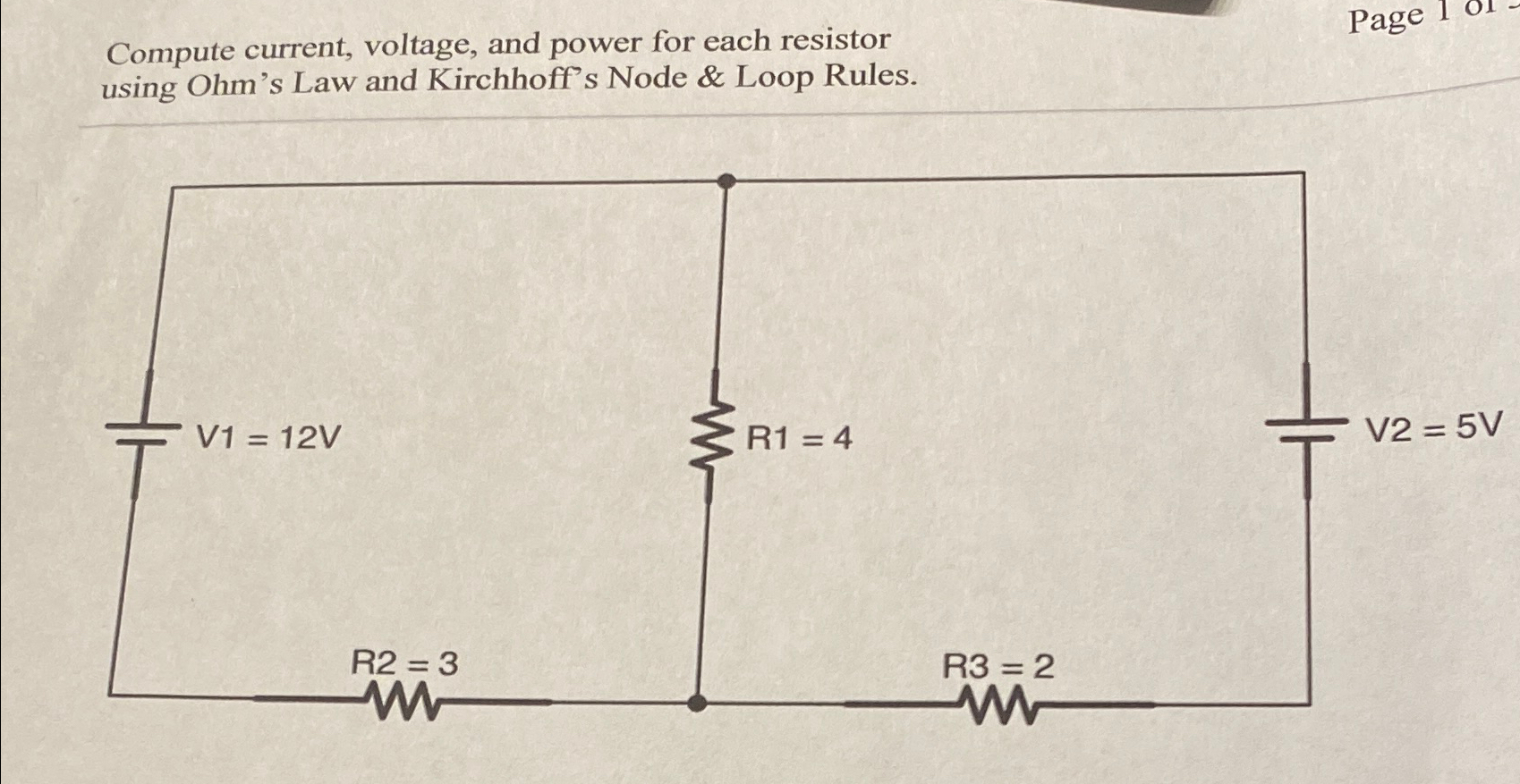 Solved Compute current, voltage, and power for each resistor | Chegg.com