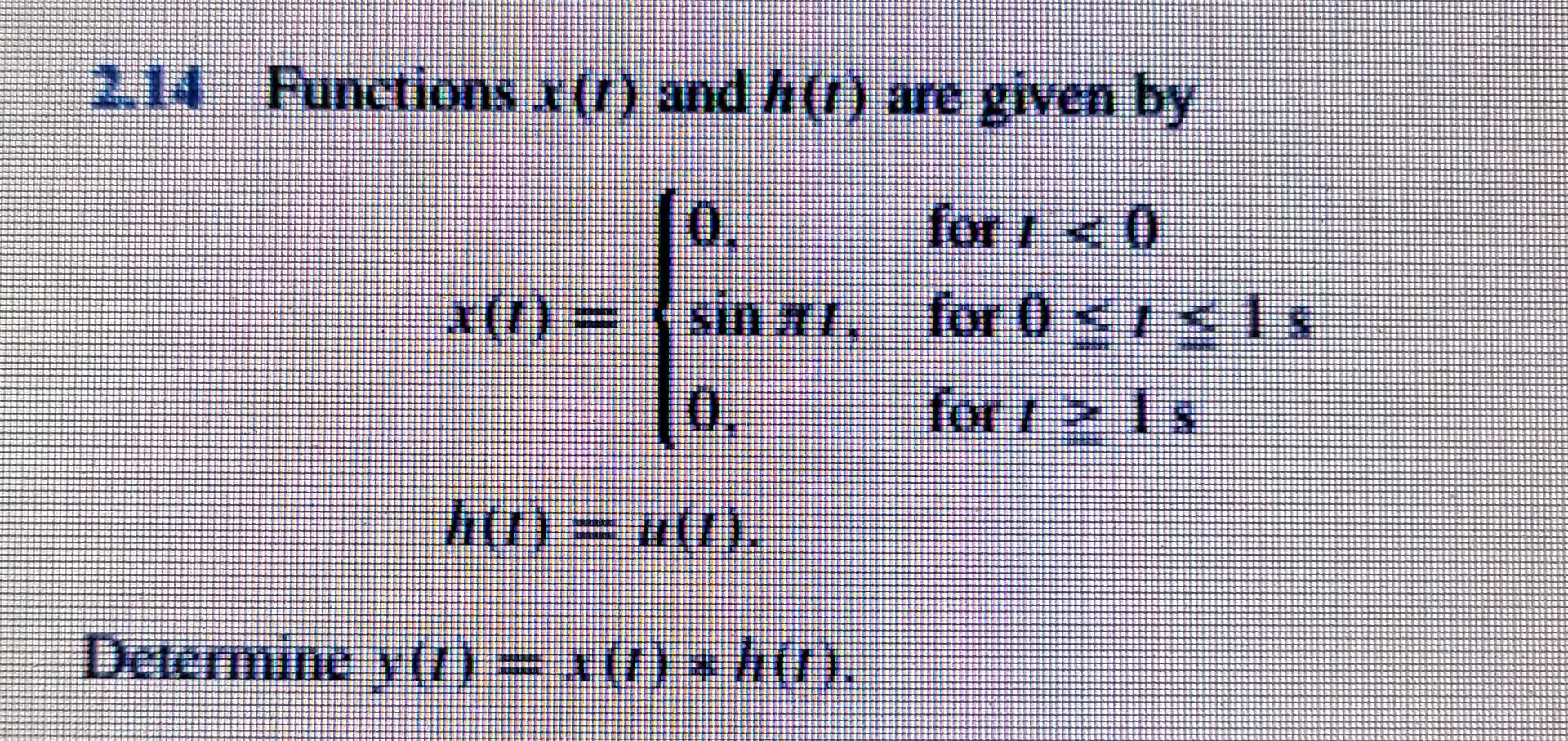 Solved 2.14 Functions x(t) and h(r) are given by | Chegg.com