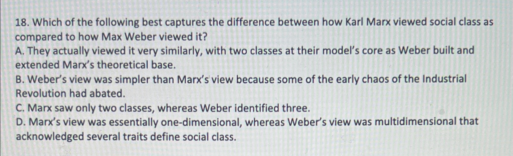 Solved Which of the following best captures the difference | Chegg.com