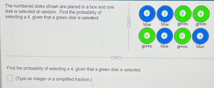 Solved The numbered disks shown are placed in a box and one | Chegg.com
