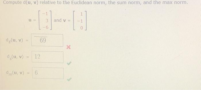 Solved Compute D U V Relative To The Euclidean Norm The