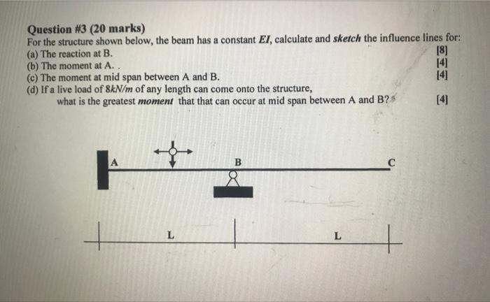 Solved Question \#3 (20 marks) For the structure shown | Chegg.com