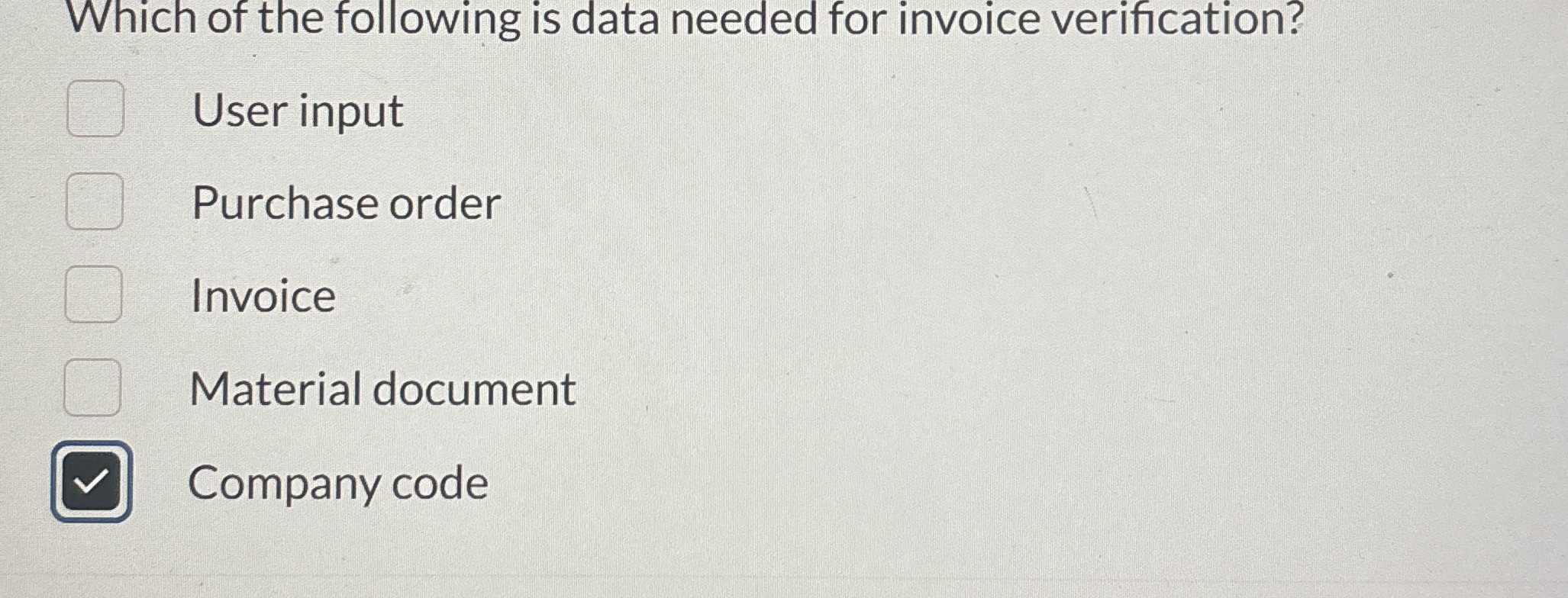 Solved Which of the following is data needed for invoice | Chegg.com