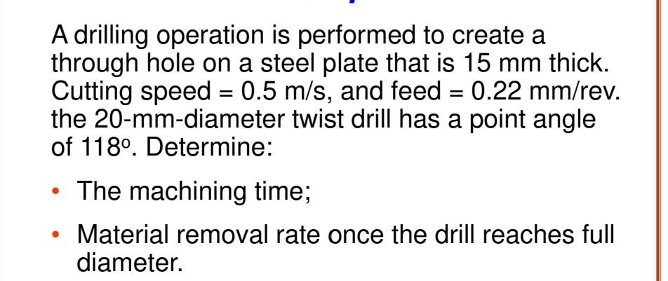 Solved A drilling operation is performed to create a through | Chegg.com