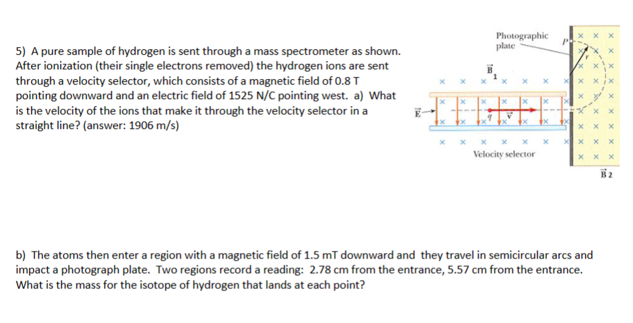 Solved A pure sample of hydrogen is sent through a mass | Chegg.com
