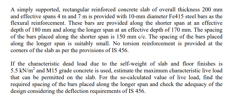 Solved A simply supported, rectangular reinforced concrete | Chegg.com