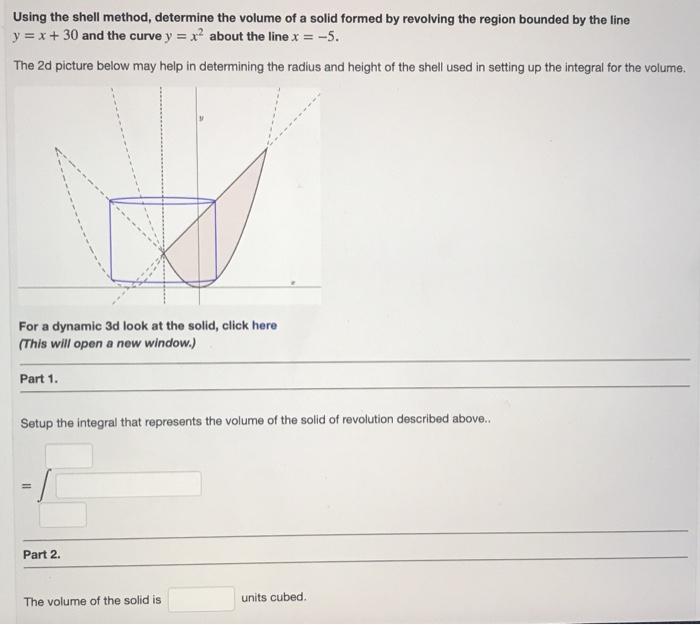 Solved Using the shell method, determine the volume of a | Chegg.com
