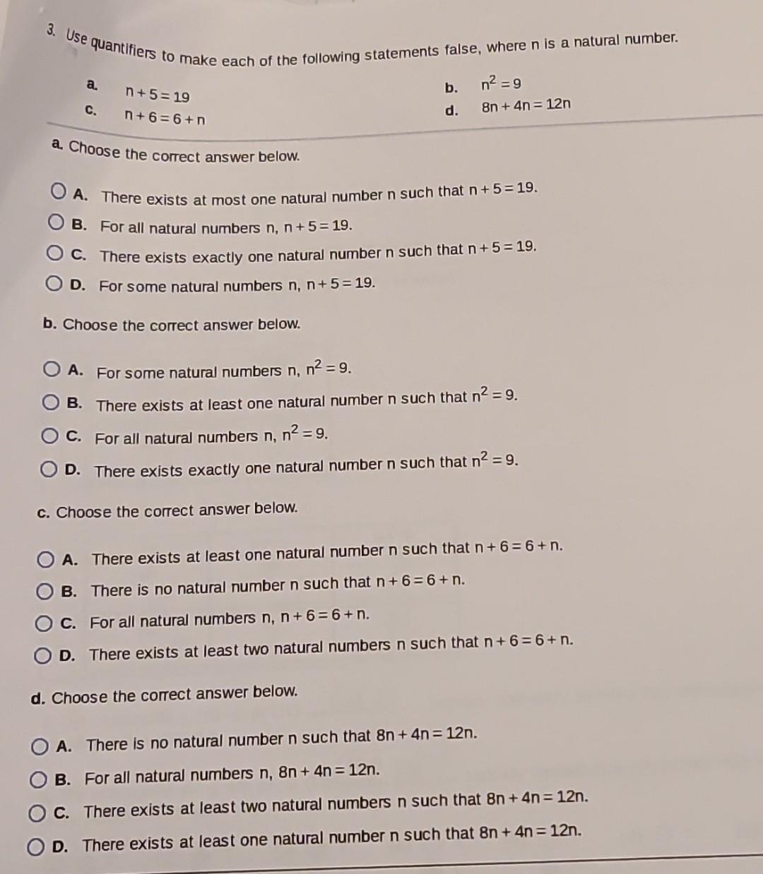 3. Use quantifiers to make each of the following | Chegg.com