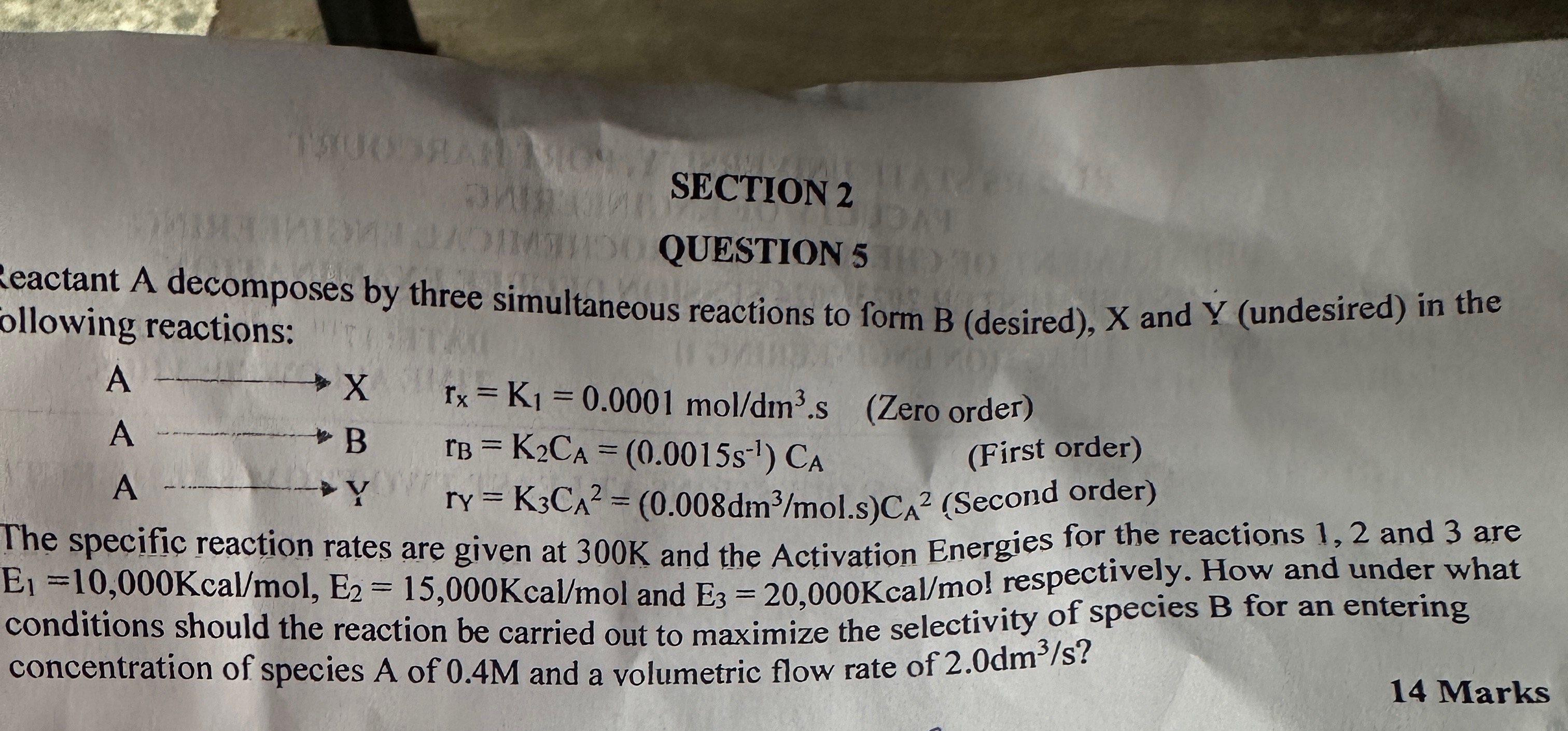 Solved SECTION 2QUESTION 5leactant A decomposes by three | Chegg.com