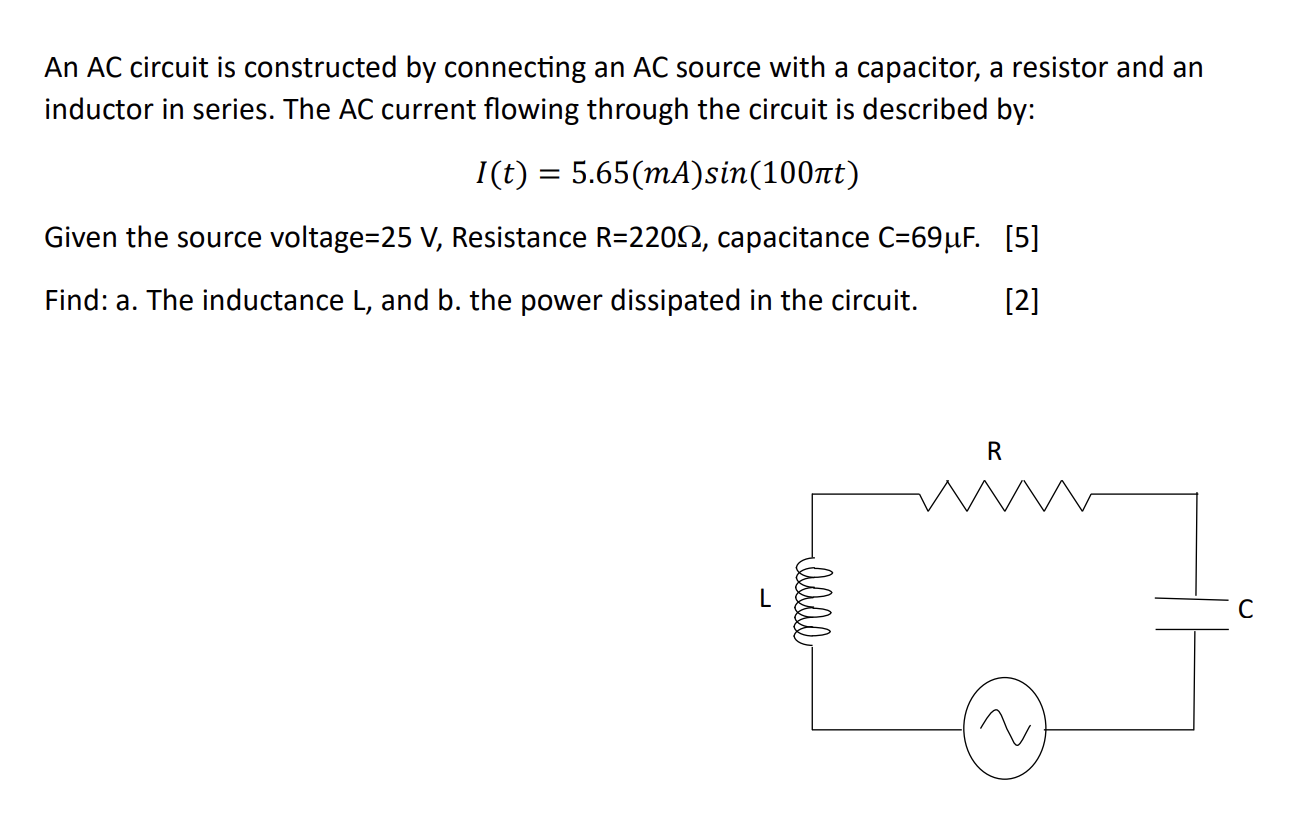 Solved An AC circuit is constructed by connecting an AC | Chegg.com