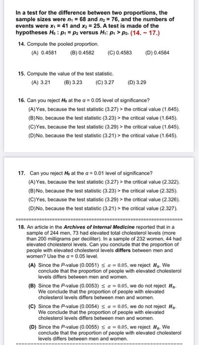Solved In a test for the difference between two proportions, | Chegg.com