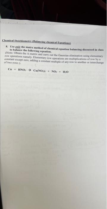 Solved Chemical Stoichiometry (Balancinge chemical 1 | Chegg.com