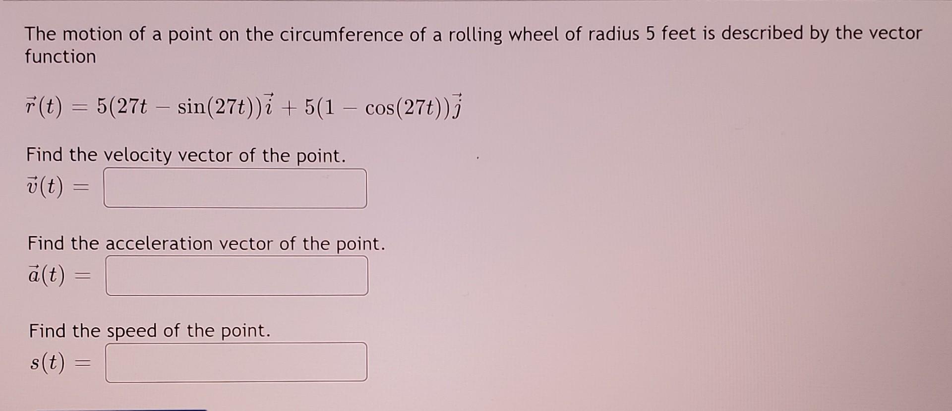 Solved The motion of a point on the circumference of a | Chegg.com