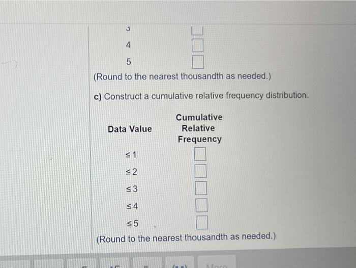 Solved b) Construct a relative frequency distribution | Chegg.com