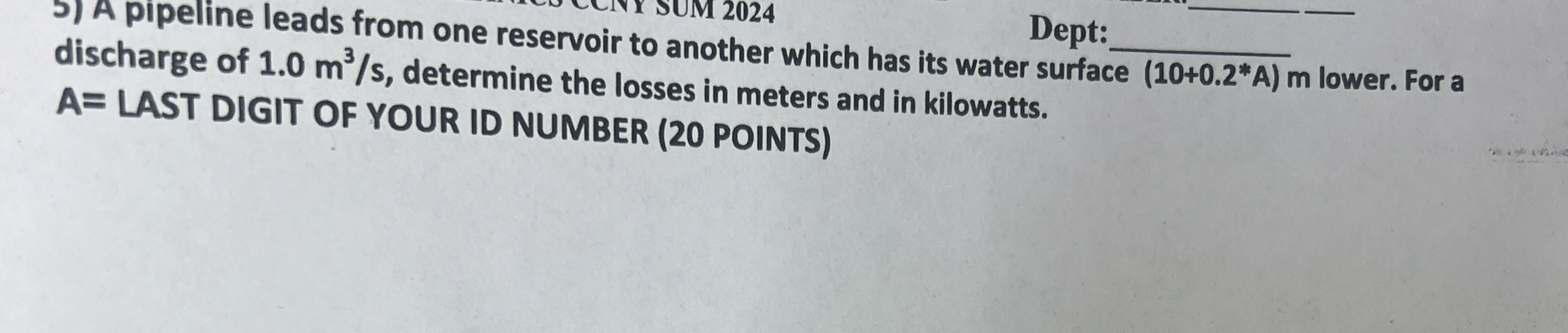 Solved discharge of 1.0m3s, ﻿determine the losses in meters | Chegg.com